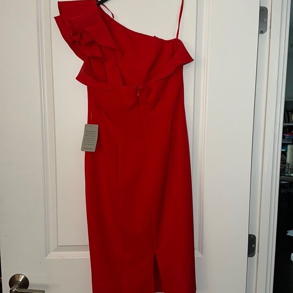 Eliza J | Dresses | Eliza J Ruffle One Shoulder Cocktail Color Red Size ...